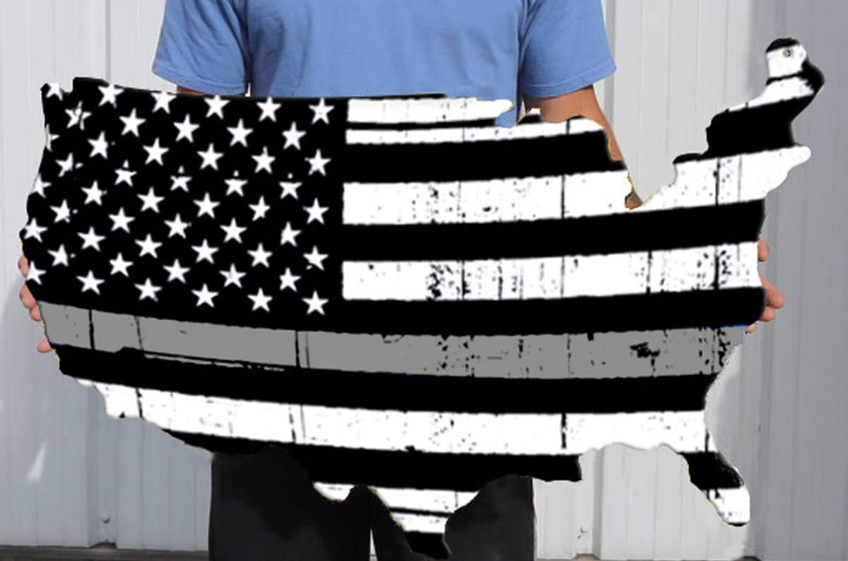 Amazon.com: Thin Silver Line Flag Dibond Aluminum USA Sign Correctional ...