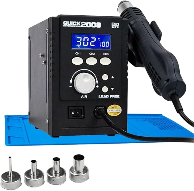 QUICK 2008 700W Digital Spiral Wind Hot Air Rework Station with LCD ...