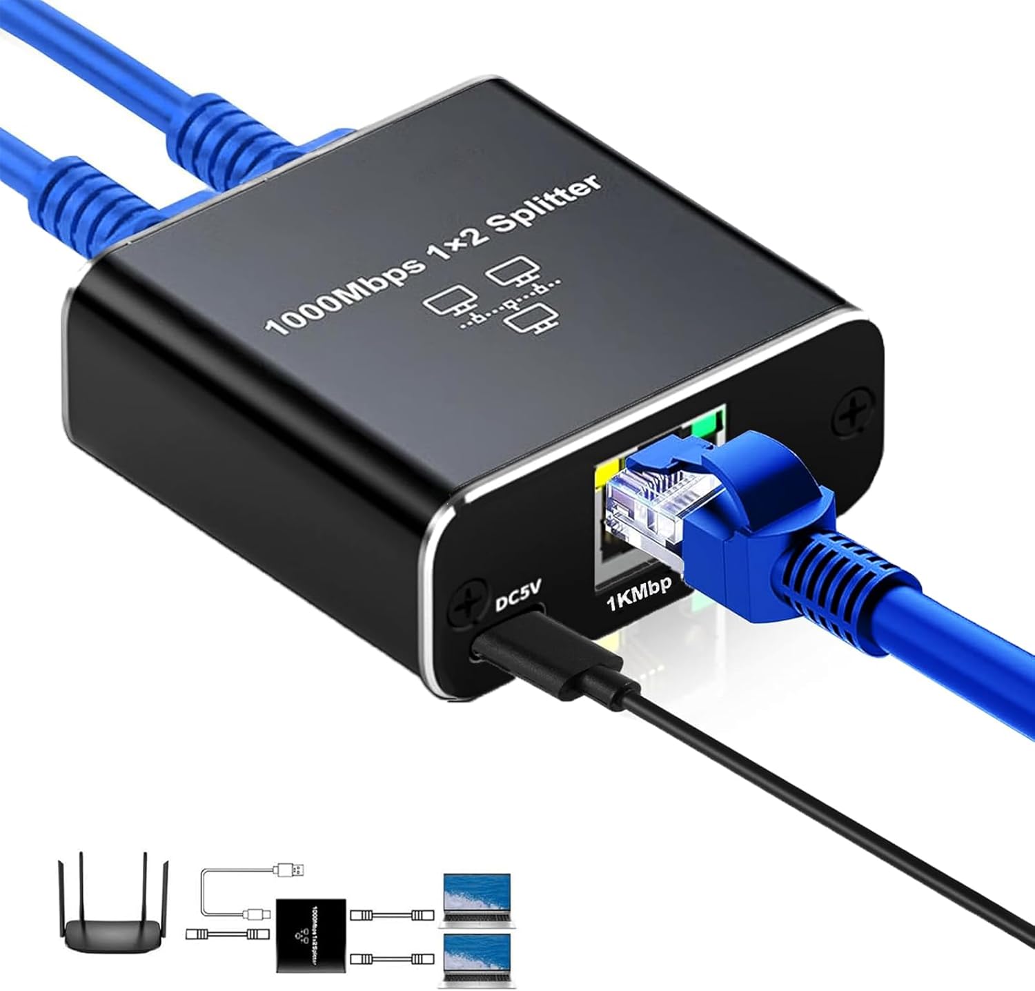 Amazon.com: Douste RJ45 Ethernet Splitter 1 to 2, 1000Mbps Ethernet ...