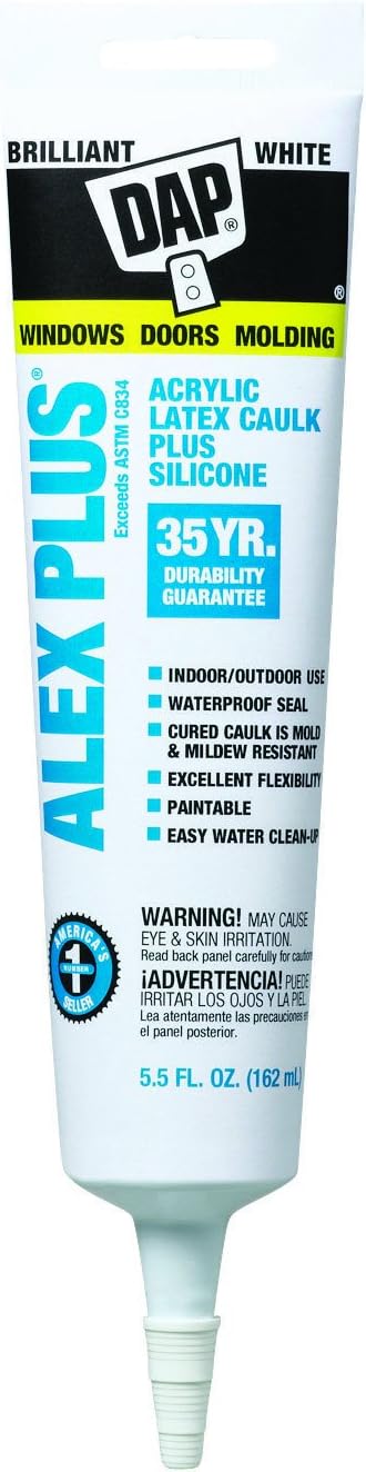 Amazon.com: Dap 18128 5.5 Oz White Alex Plus® Acrylic Latex Caulk Plus ...