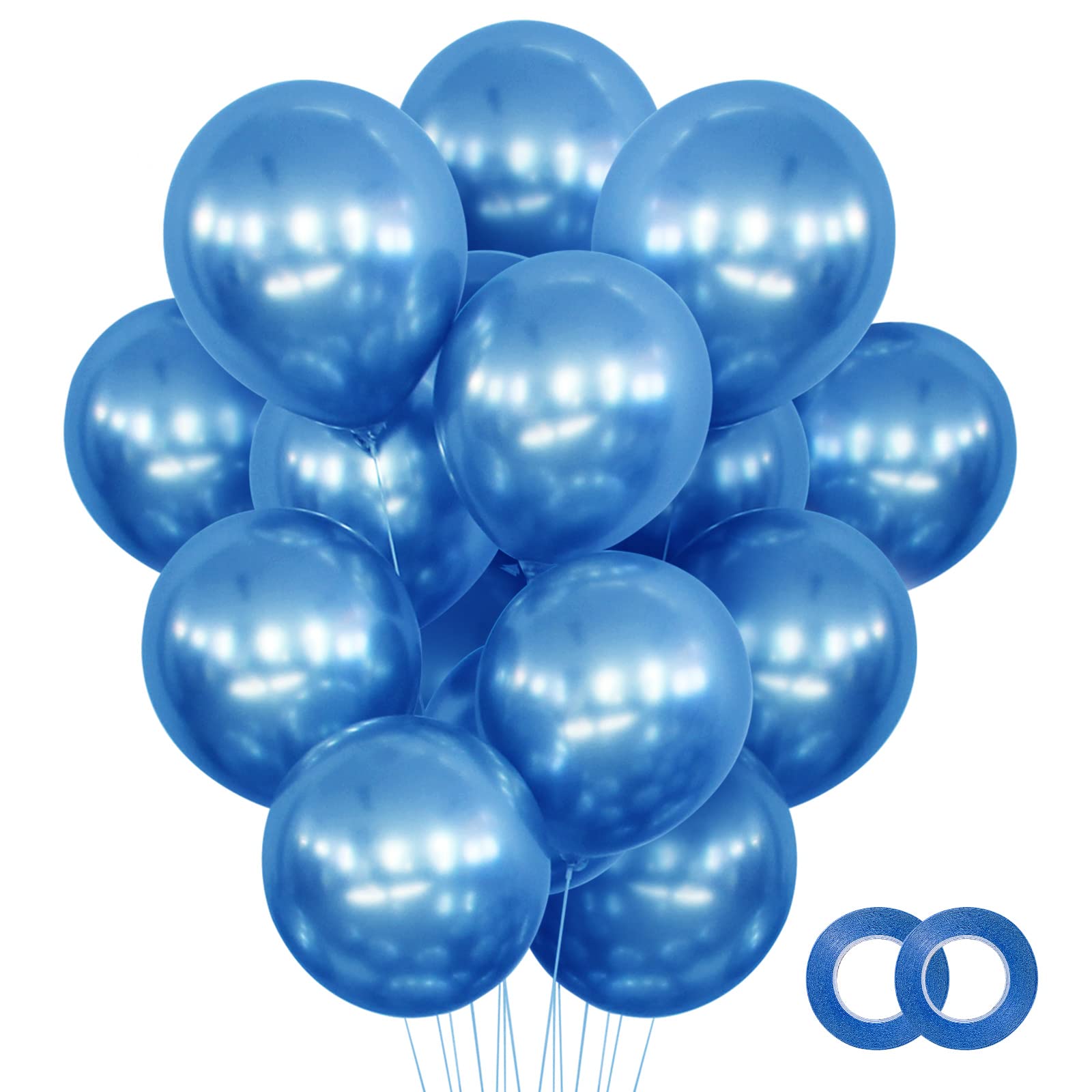 Amazon.com: 120Pcs 5 Inch Metallic Blue Balloons, Metallic Chrome blue ...