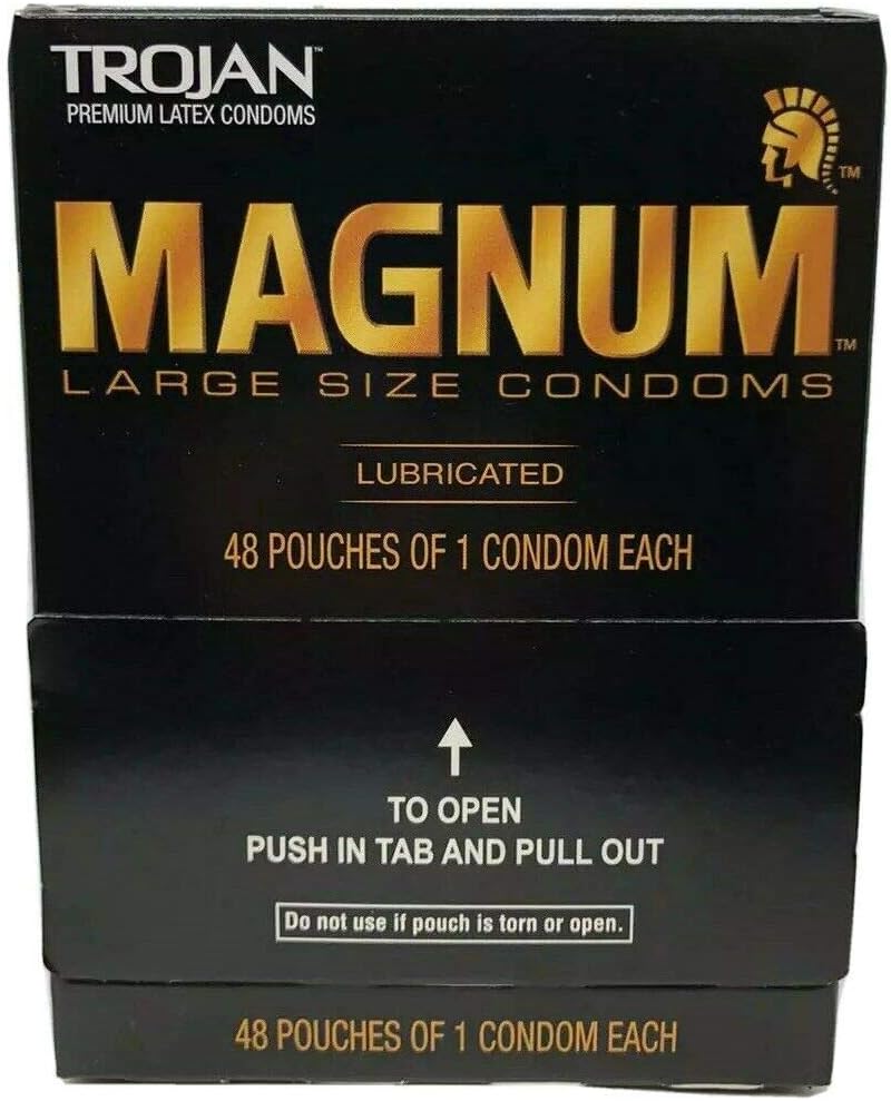 Amazon.com: Trojan Magnum Large Size Lubricated Condoms 48 Pouches of 1 ...