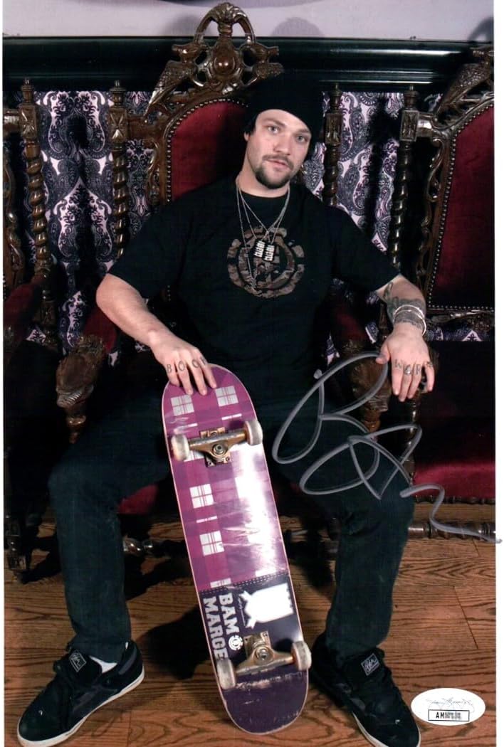 Bam Margera Signed Autographed 8X10 Photo Jackass Holding Skateboard ...