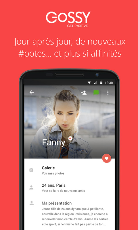 Gossy : Tchat & Rencontre - Application sur Amazon Appstore