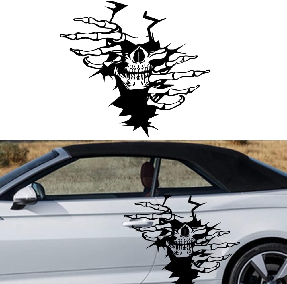 JSCARLIFE 2Pcs Skull Graphic Car Body Sticker, Self-Adhesive Vinyl ...