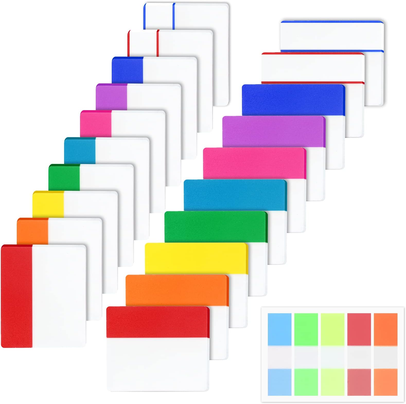 Amazon.com : 2 Inch Sticky Tabs Colored Index Tabs Self Adhesive Flag ...