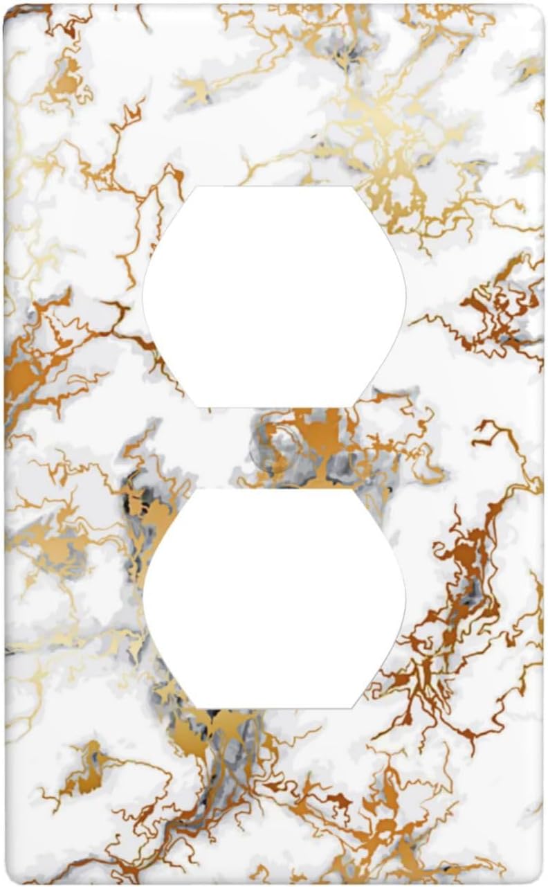 White Marble Golden Texture 1 Gang Outlet Cover Outlet Light Switch ...