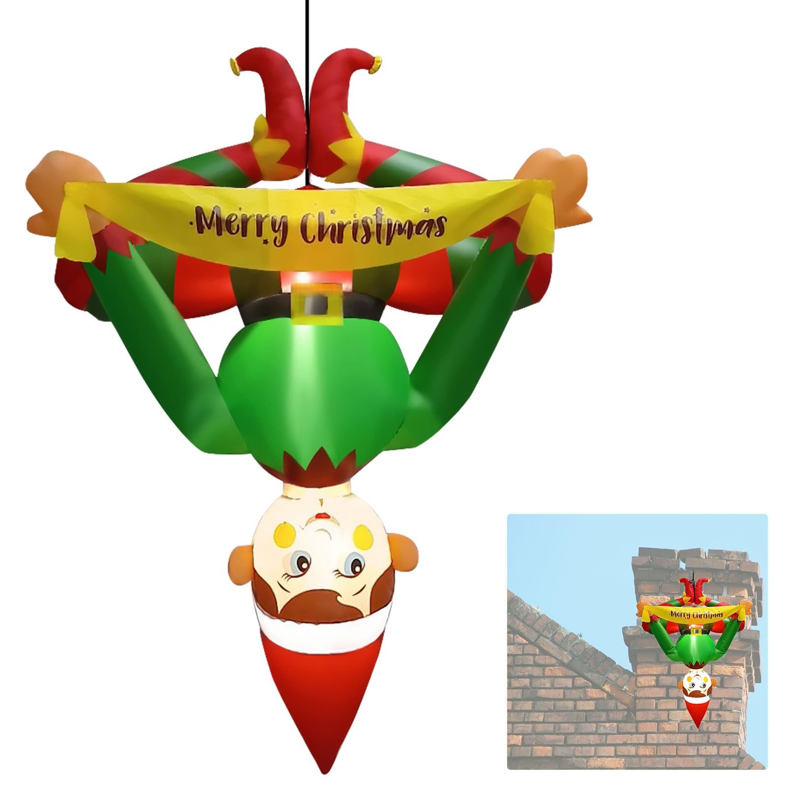 Amazon.com: 4FT Outdoor Inflatables Christmas Elf Hanging,Lighted ...