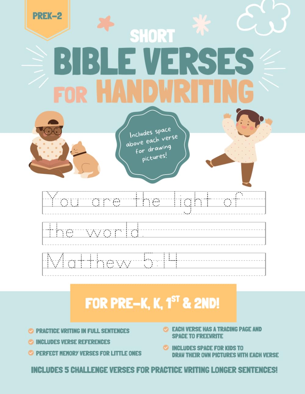 Handwriting Practice Book for Kids (Short Bible Verses): Penmanship and ...