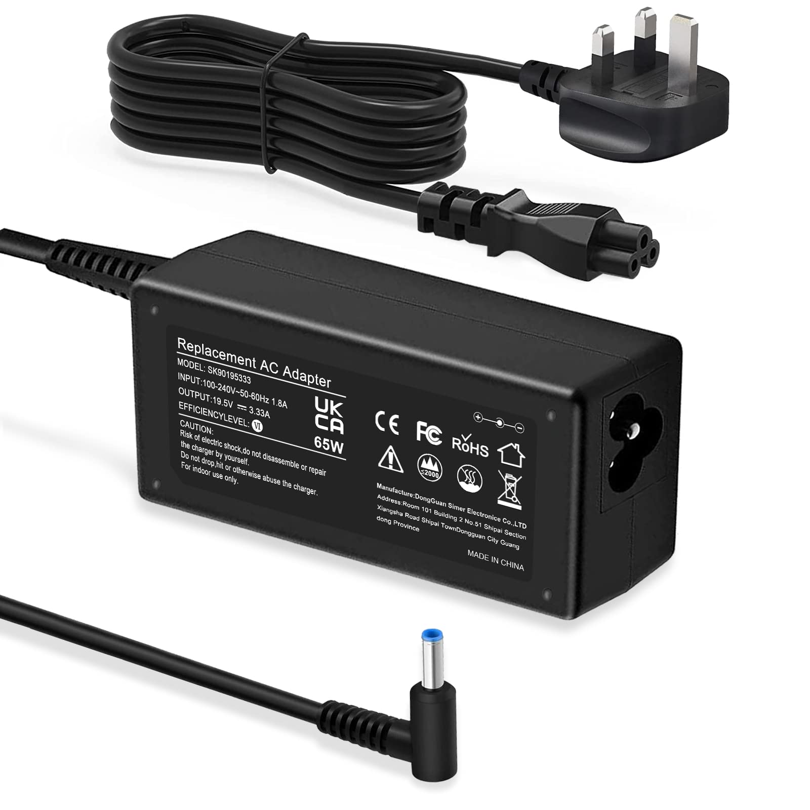 65W HP Laptop Adapter Charger,19.5V 3.33A Power Supply for HP Pavilion ...