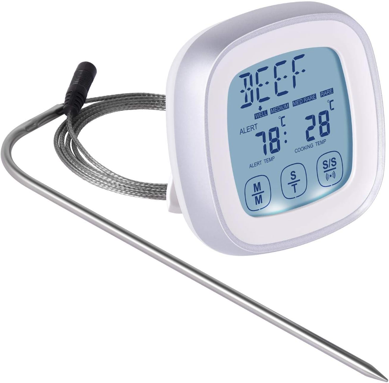 Toplus Digital Touchscreen Meat Thermometer with Timer Alert Food Grade ...