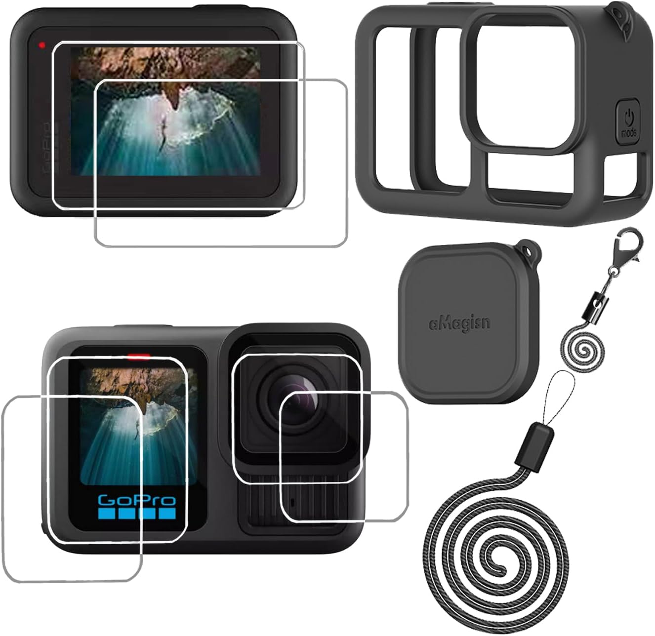 Amazon.com : Debous Hero13 Silicone Protective Case Bag With Screen ...