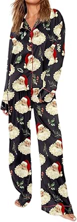 Aopwsrlyi Women Christmas Pajamas Set Satin Silk 2 Piece Outfits Long ...