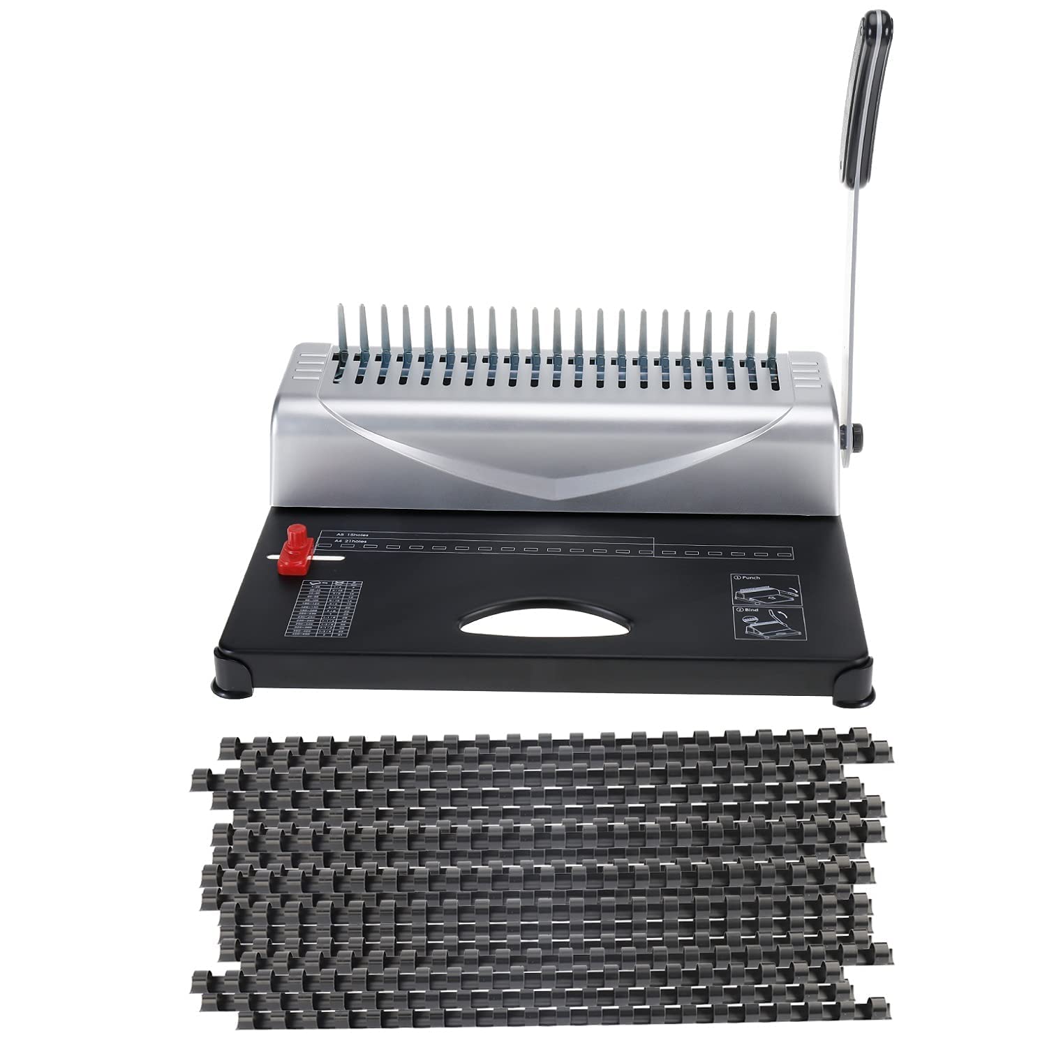 Buy Comb Binding Machine Manual Paper Punch Binder 21 Rectangle Hole ...