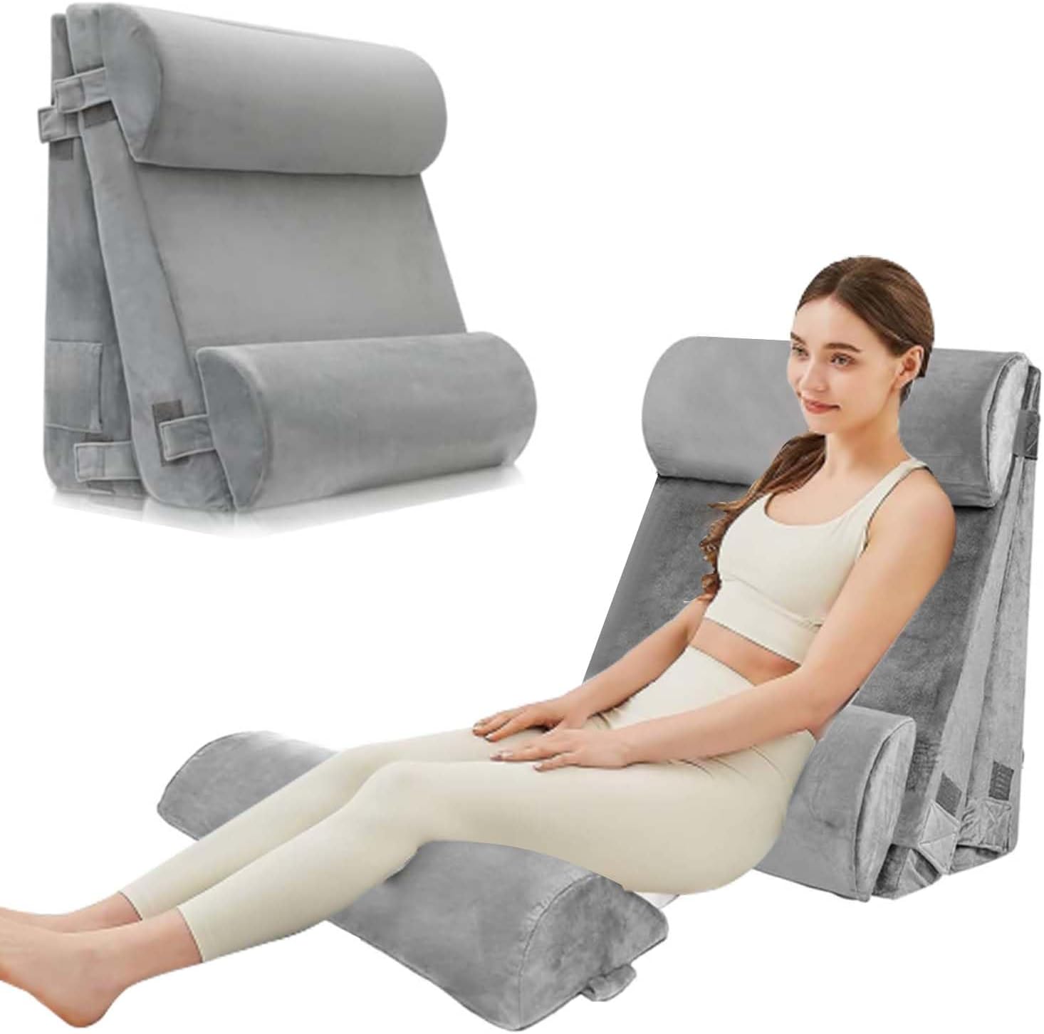 Conjunto de 4 Almohadas Ortopédicas en Cuña para Cama,100% Memory Foam ...