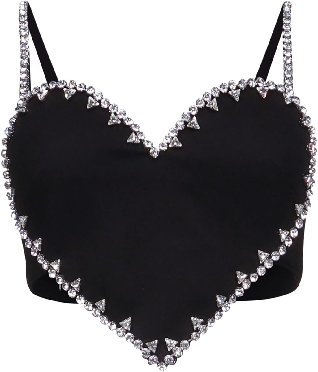 Amazon.com: Crystal Trim Heart Top : Clothing, Shoes & Jewelry