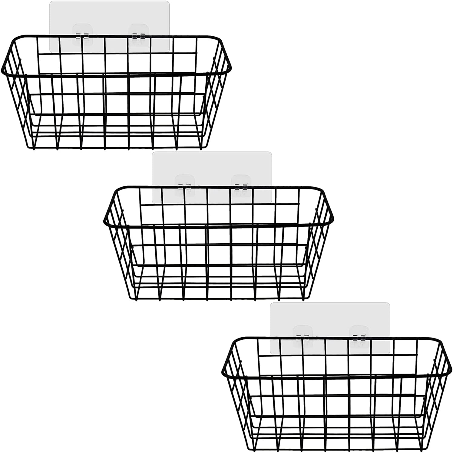ANZOME Wall Grid Basket, Wire Basket With Hook, Wall Mount Organizer ...