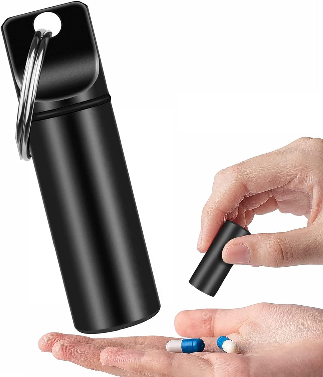 X spring Small Pocket Pill Box Keychain, Mini Portable Pill Organizer ...