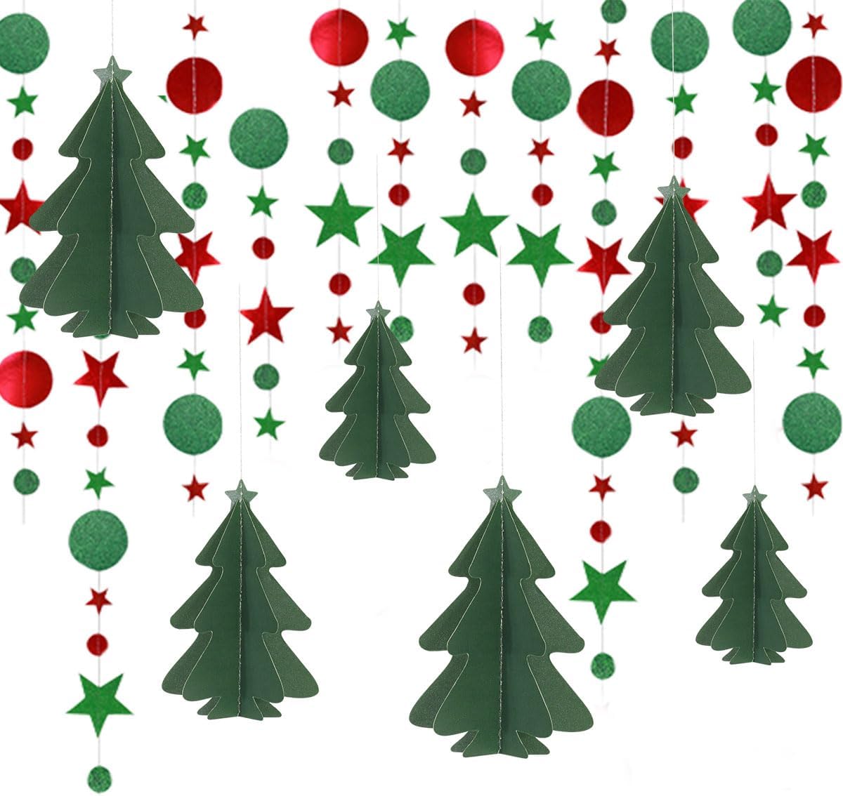 Amazon.com: MDLLDM 3D Christmas Tree Paper Streamers Banner Garland ...
