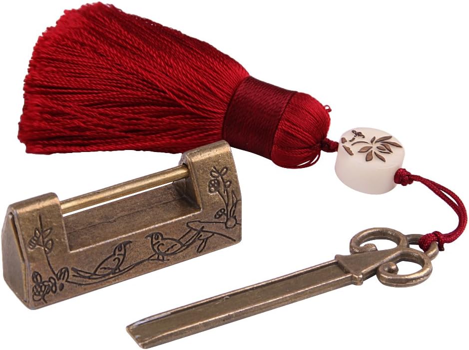 Wantane Flower Bird Padlock Antique Chinese Lock Vintage Carved Retro ...