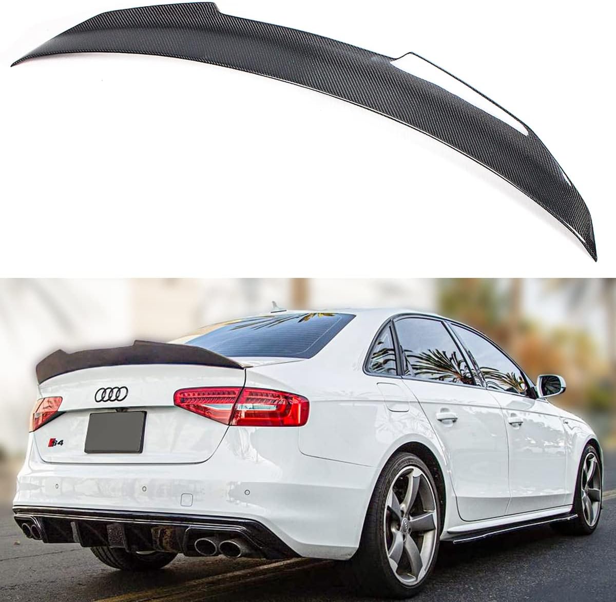 Amazon.com: Real Carbon Fiber Trunk Spoiler for Audi A4 B8.5 Base Sedan ...