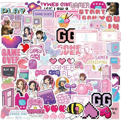 Amazon.com: Uaitodee 100PCS Pink Game Stickers for Girls, 90s Gamer ...