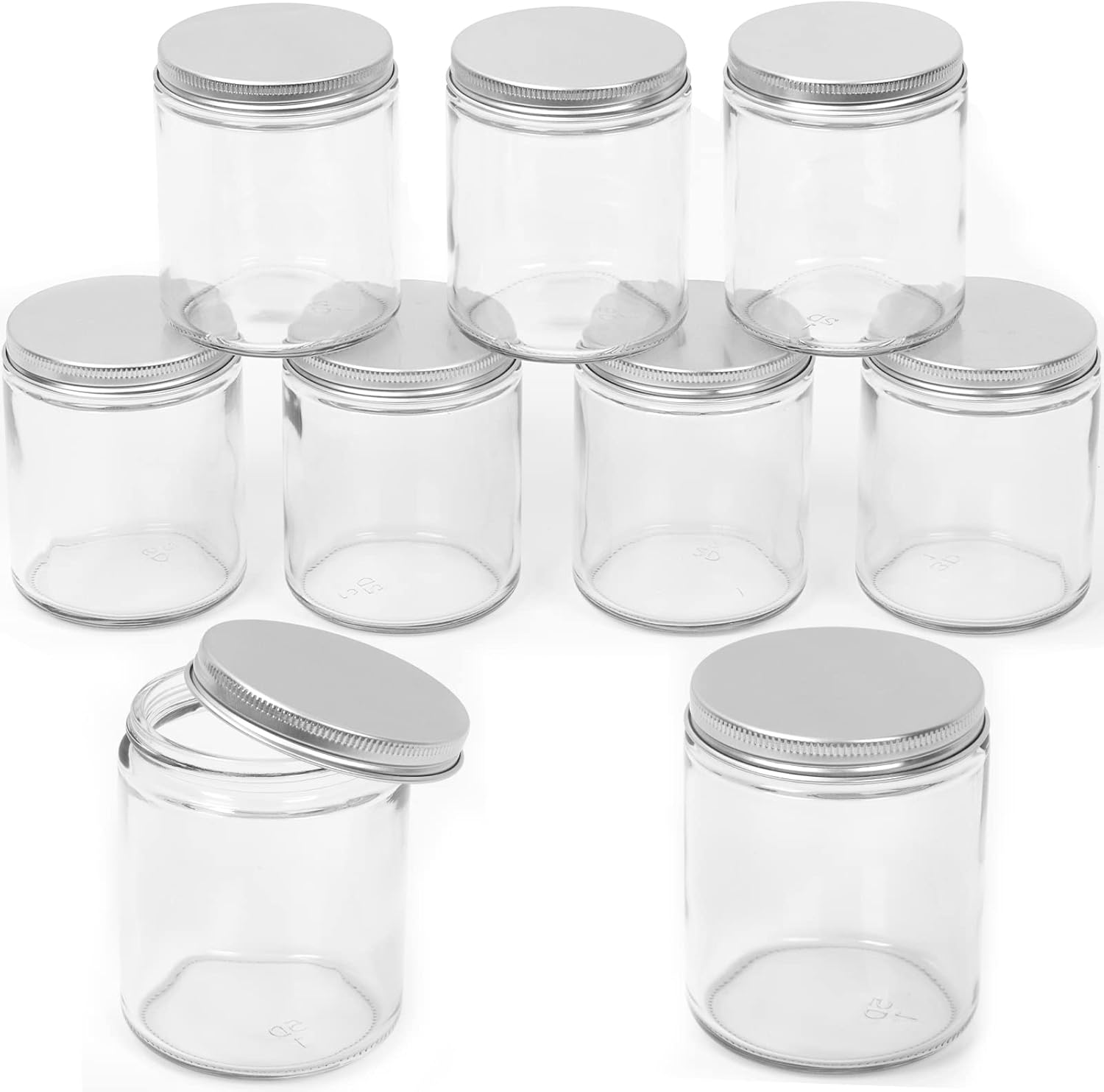 Swpeet 8 Packs 8 oz - 240ML Transparent Glass Jar with Silver Lid ...