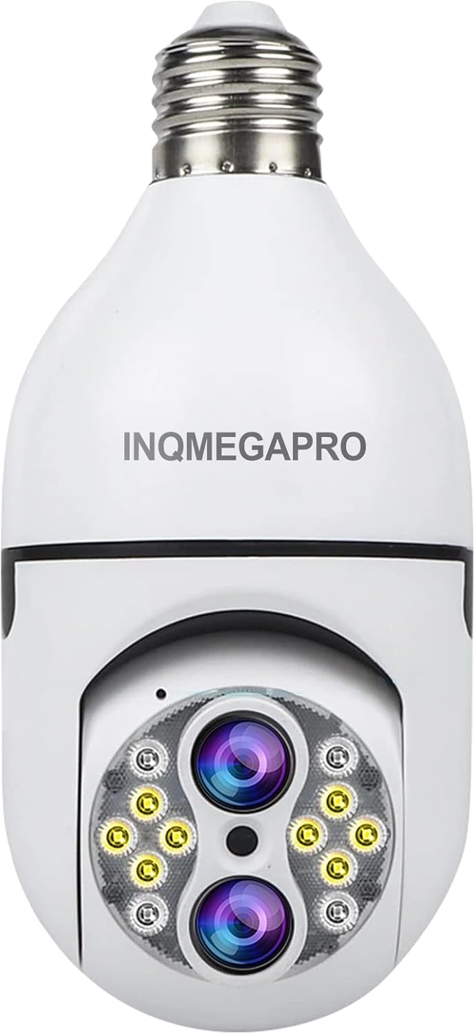 INQMEGAPRO Telecamera Lampadina WiFi, 10X Zoom Videocamera di ...