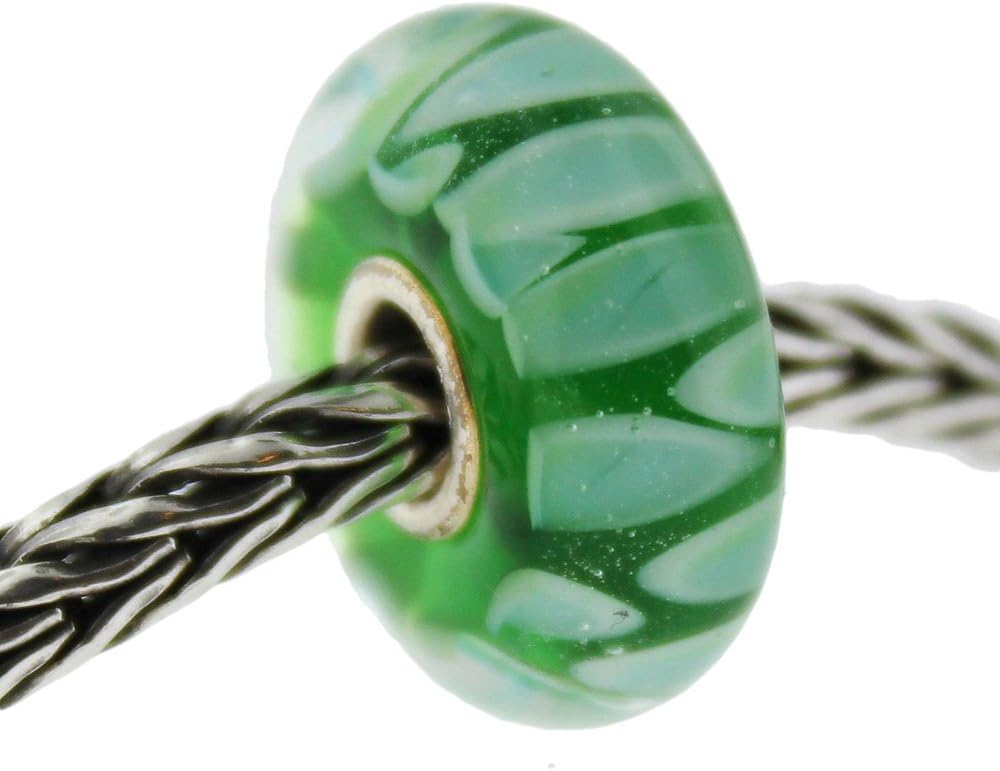 Amazon.com: TROLLBEADS Authentic Glass 61410 Green Shadow: Clothing ...