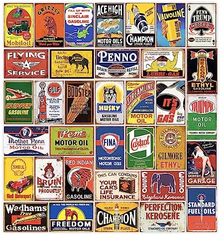 Amazon.com: Tin Signs 26 Pieces Reproduction Vintage, Gas Oil Metal ...