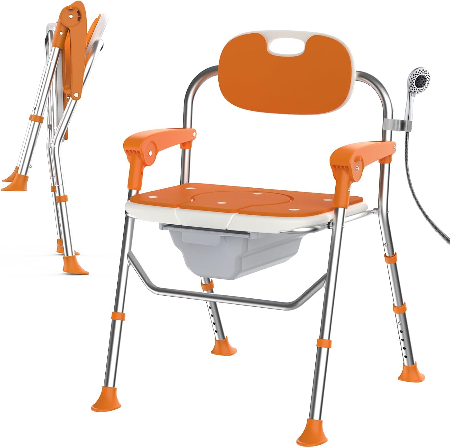 Amazon.com: Folding Shower Chair with Arms and Back, Foldable Shower ...