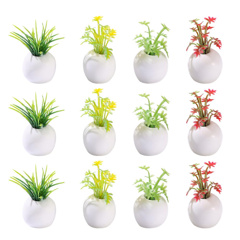 Amazon.com: NOLITOY 12pcs Artificial Mini Potted Plants Tiny Miniature ...