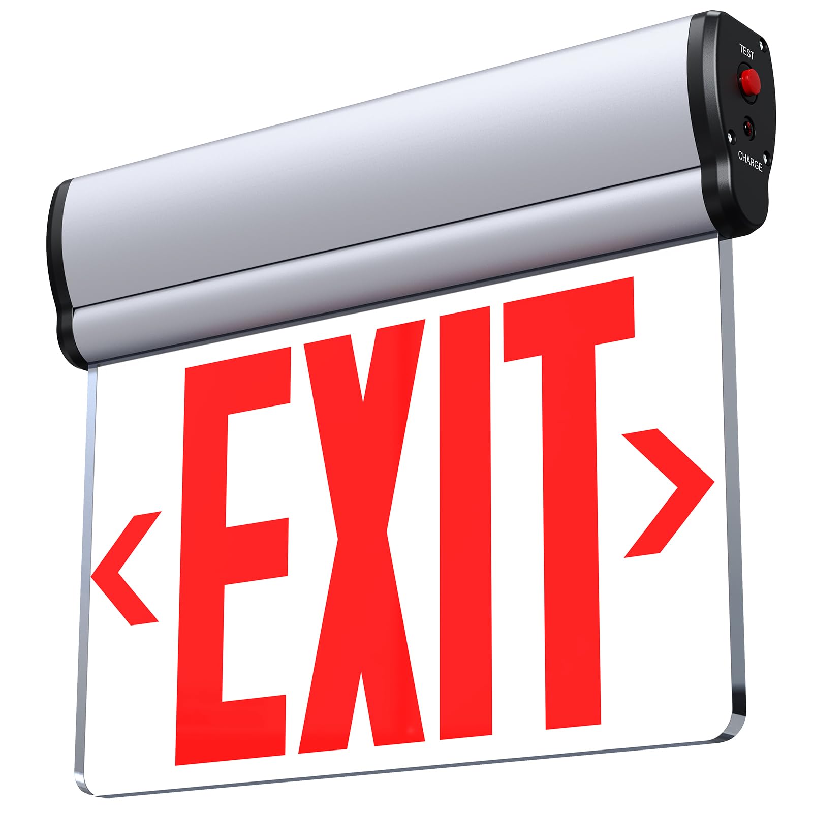SASELUX Led Edge-Lit Exit Sign ,Brushed Aluminum Housing Single-Sided ...