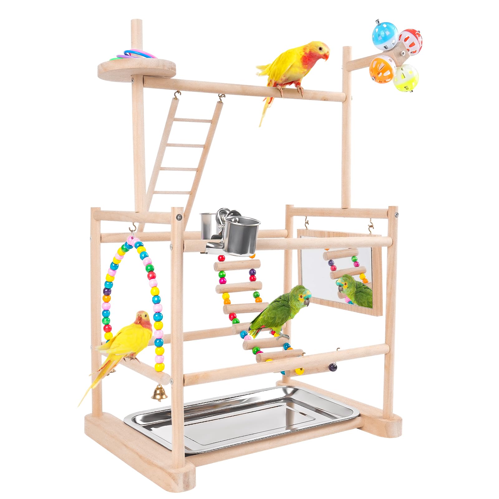 Amazon.com : Chuiendi Bird Playground, Parrot Perch Stand, Natural Wood ...