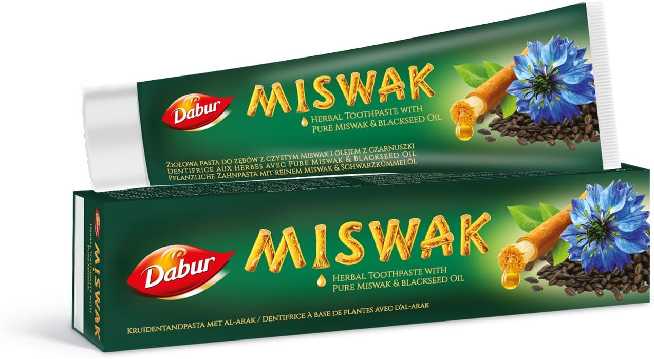 Dabur Miswak Blackseed Toothpaste - 100gm, Herbal Toothpaste with Pure Miswak Extract ...
