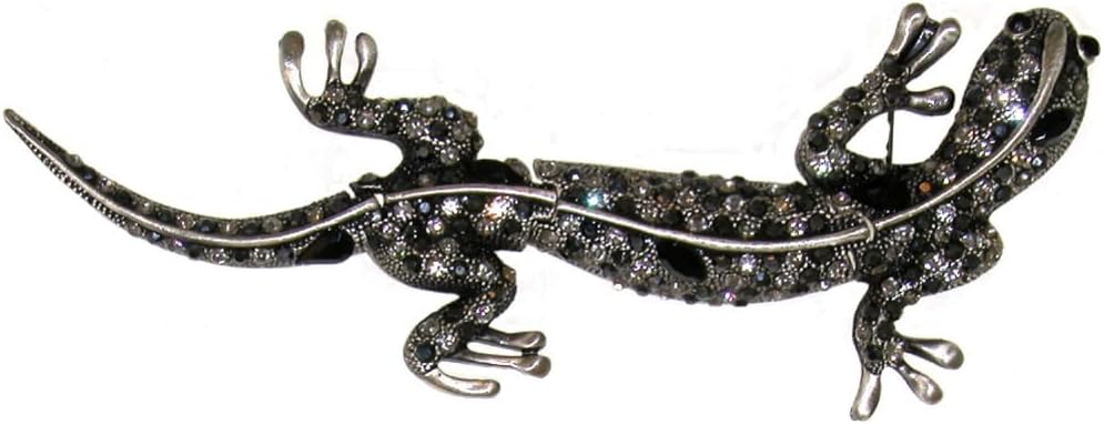 Amazon.com: 5.75" Large Articulated Lizard Pin, in Black Diamond with ...