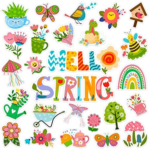 Amazon.com: 50Pcs Hello Spring Cut-Outs Flowers Butterflies with 90Pcs ...