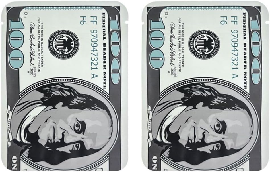 Amazon.com: Generic 100 Pack Mylar Bags 3.5, Money Designed Dollars ...