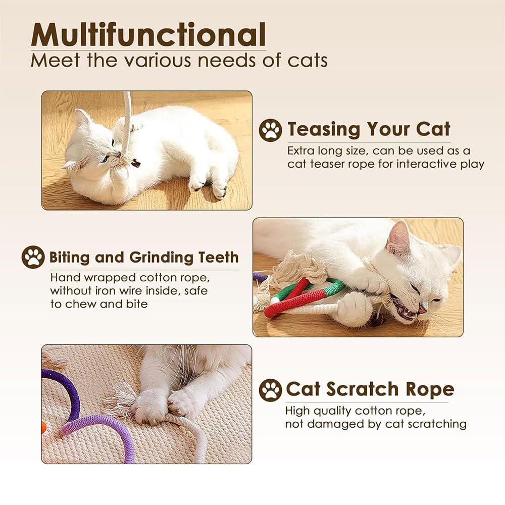 Chew Toys For Cats 6-Pack Cat Chew Rope Toys - 27.6" Dental Cleaning ...