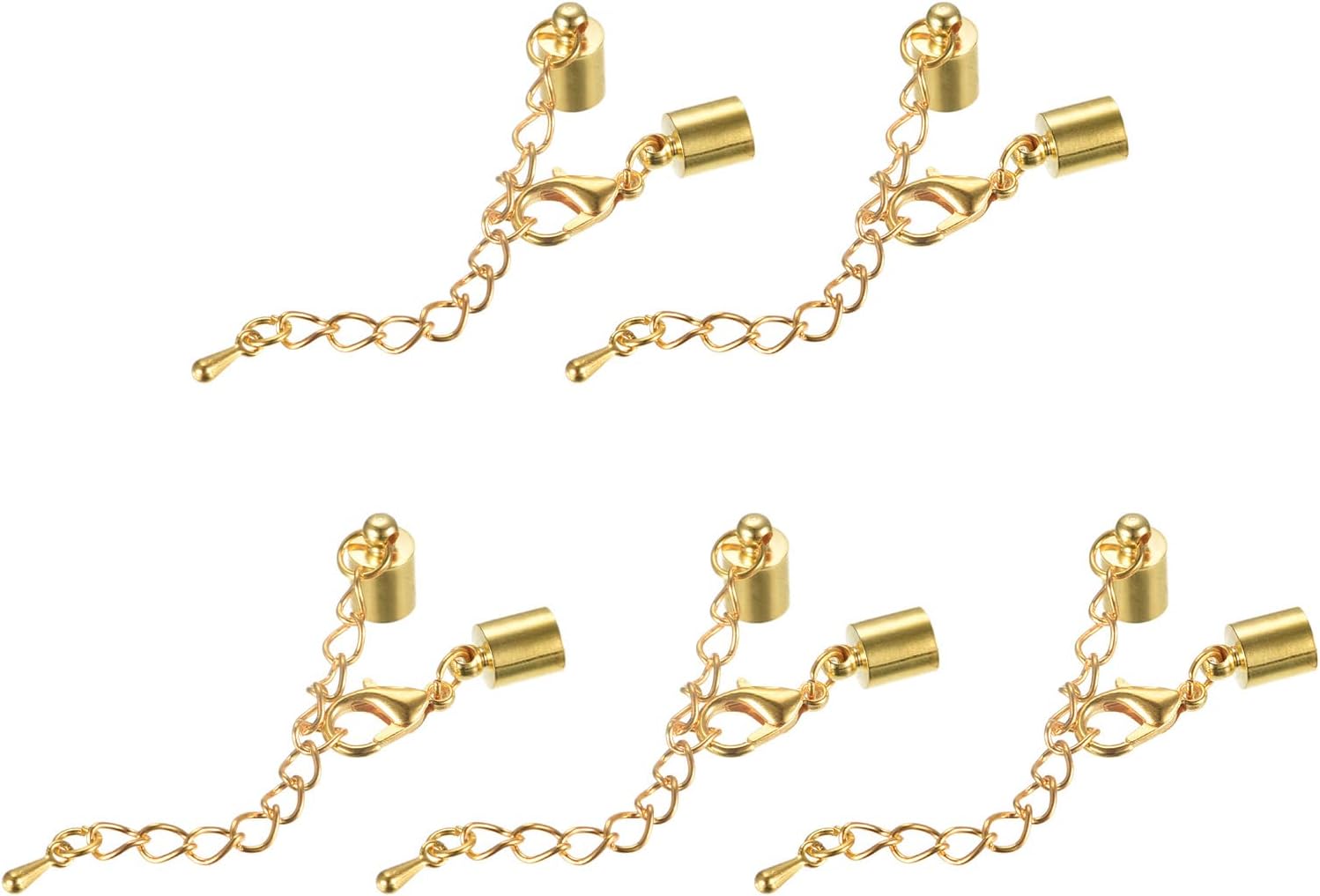 Amazon.com: uxcell 10Sets 6mm Leather Cord End Caps with Lobster Clasps ...