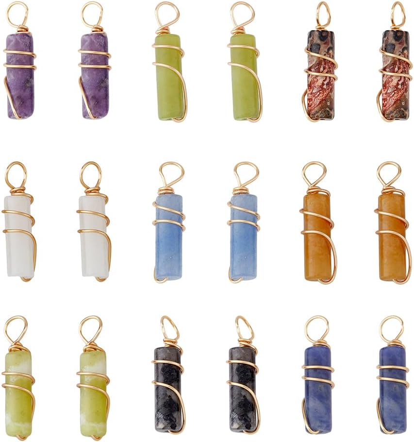 Amazon.com: SUPERFINDINGS 18Pcs 9 Styles Gemstone Pendants Column ...