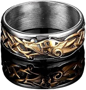 Norse Mythology Midgard Serpent Snake Rings Gold Color Stainless Steel ...