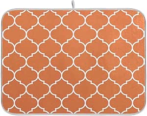 Amazon.com: Absorbent Dish Drying Mat Microfiber - Moroccan Tile Orange ...