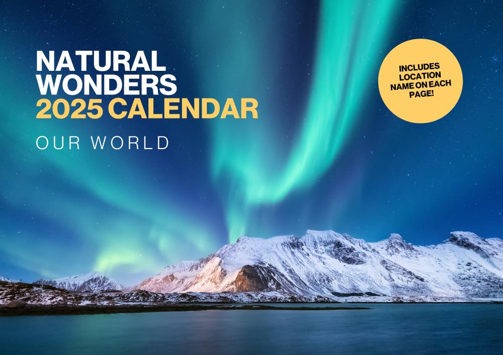 Buy Natural Wonders 2025 - Large 12 Month Wonders of the World 2025 Month to View - Natural ...