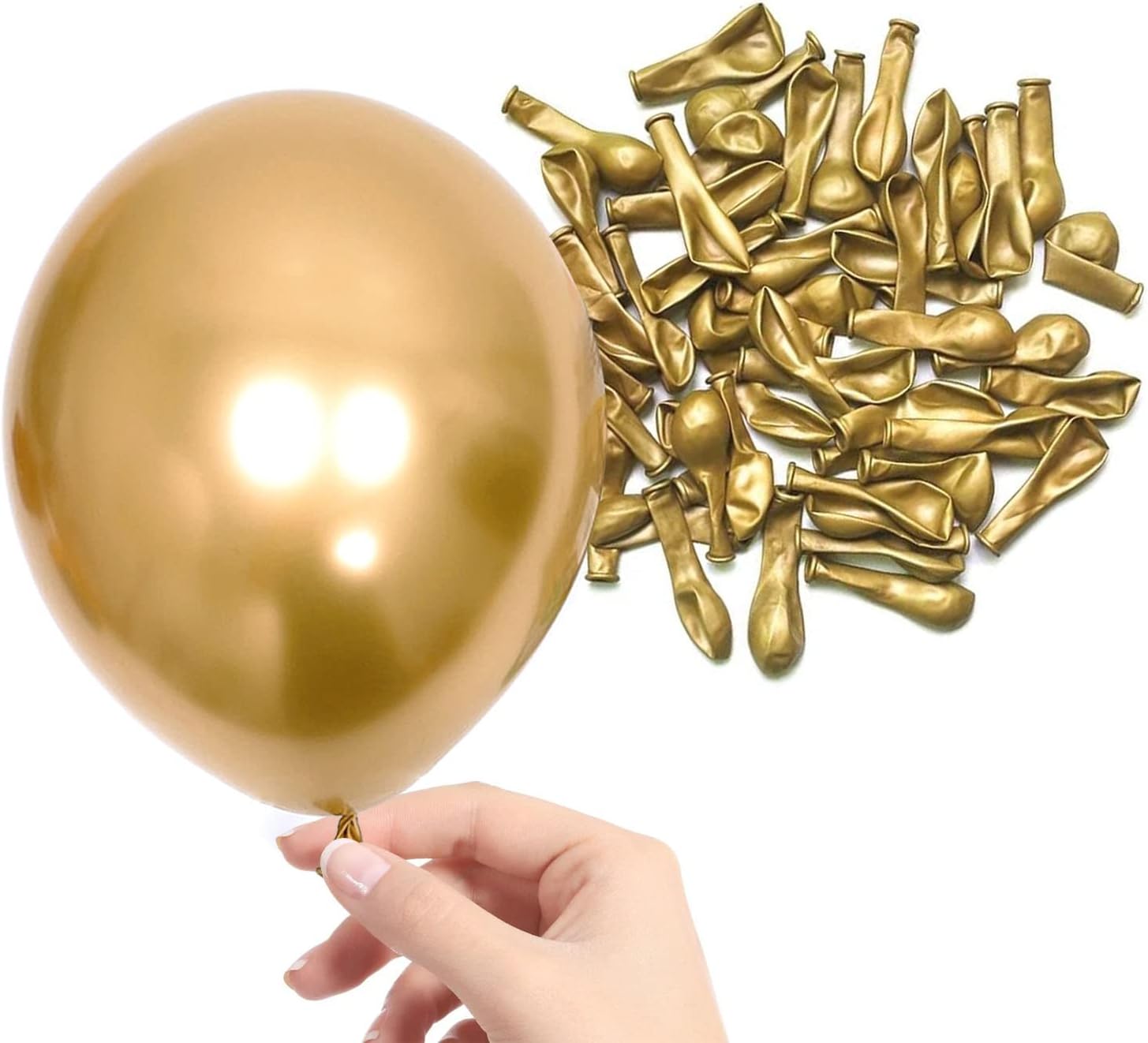 Amazon.com: Metallic Balloons Gold Latex Balloons 5 Inch Chrome ...