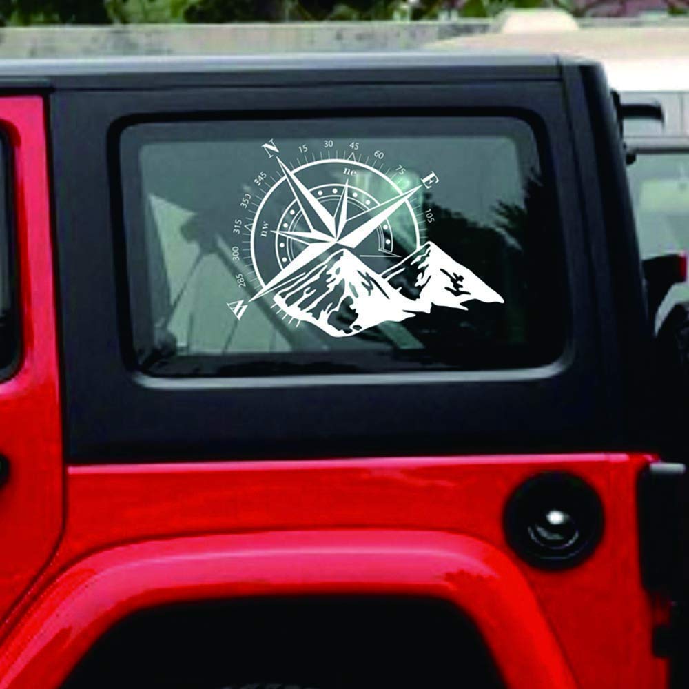 Fochutech Car Decals, Compass with Mountains Hood Decal / Car Window ...