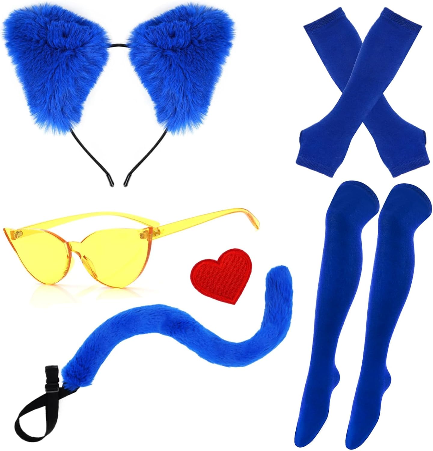 Amazon.com: 5Pack Blue Cat Costume Set Including Fluffy Cat Ears ...