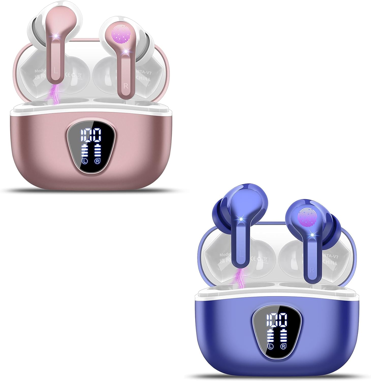 Amazon.com: 2 Sets Wireless Earbuds Bluetooth 5.3 Headphones, 40H ...