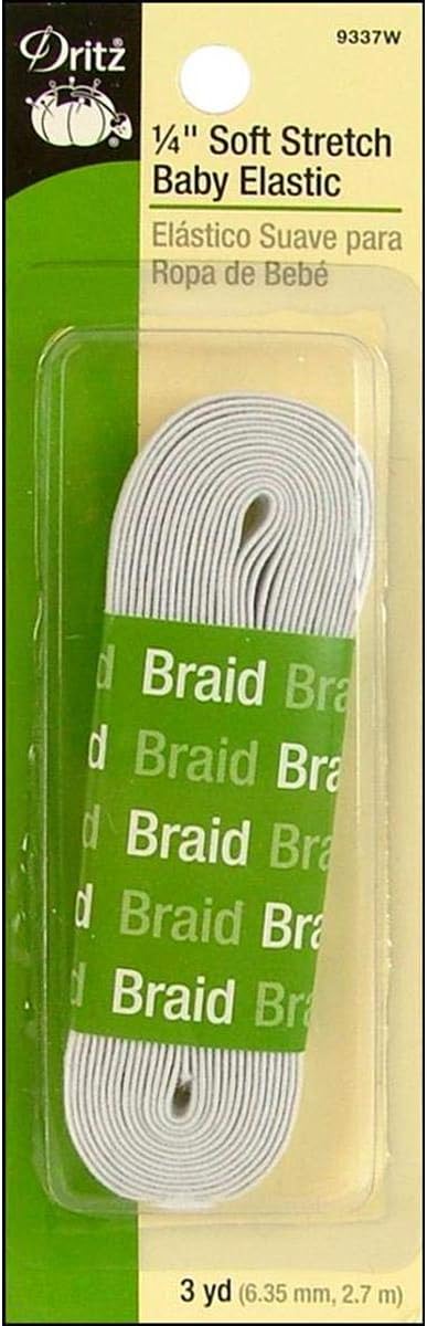 Amazon.com: Dritz 9337W Soft Stretch Braided Elastic, White, 1/4-Inch ...
