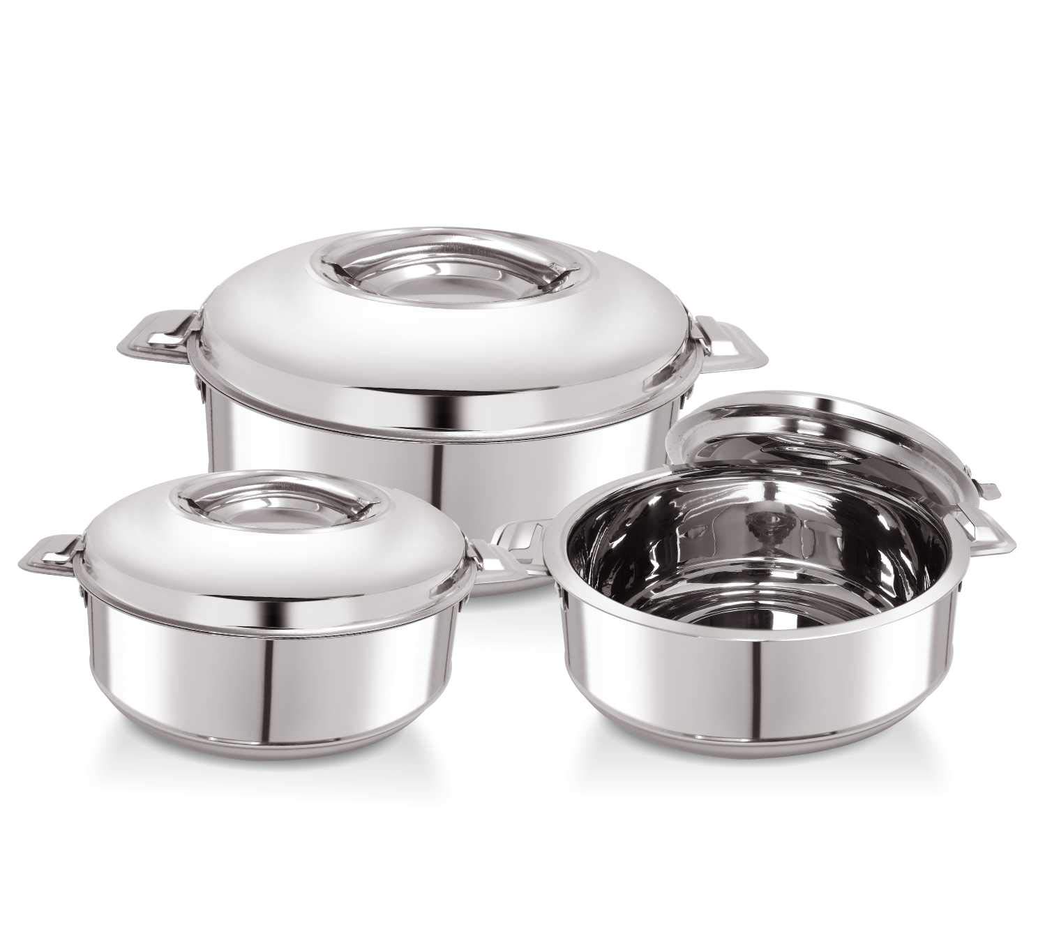 Buy WARMEO Stainless Steel Solid Casserole - 1000 ml, 1500 ml, 2500 ml ...